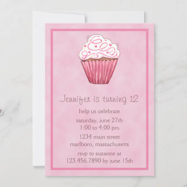 Sweet Cupcake Birthday Party Invitation | Zazzle