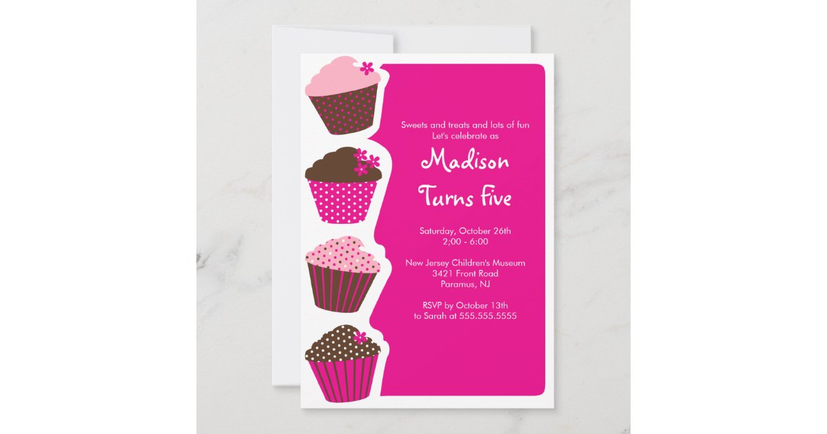 Sweet Cupcake Birthday Party Invitation | Zazzle