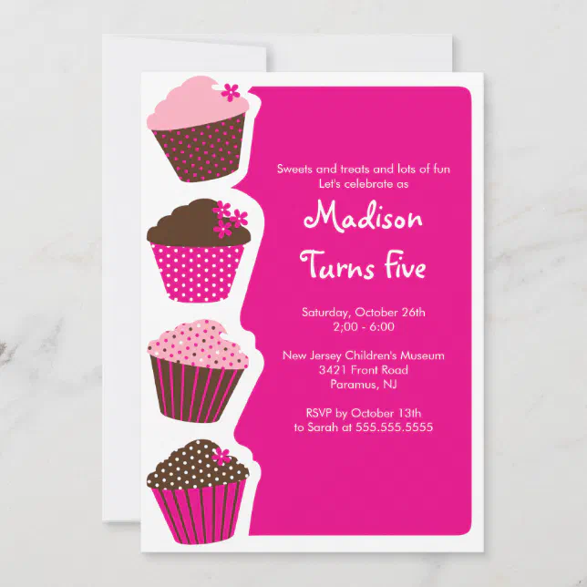 Sweet Cupcake Birthday Party Invitation | Zazzle
