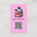 Sweet Cupcake Catering Bakery Pink QR Code Social Business Card | Zazzle