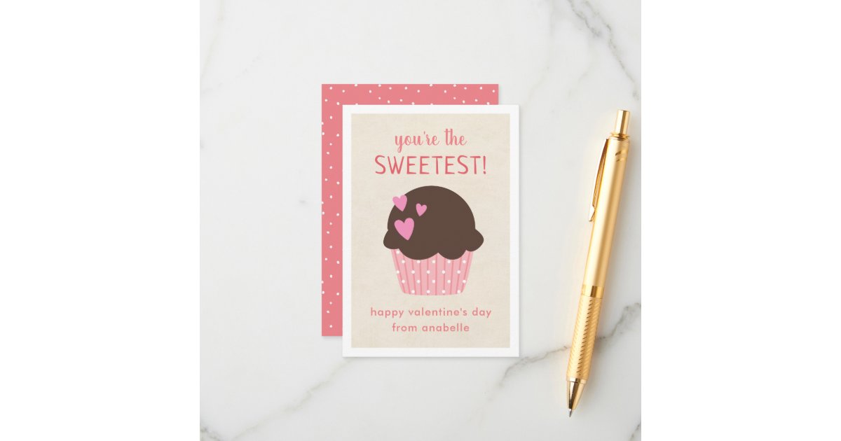 Sweet Cupcake Kids Classroom Valentine's Cards | Zazzle