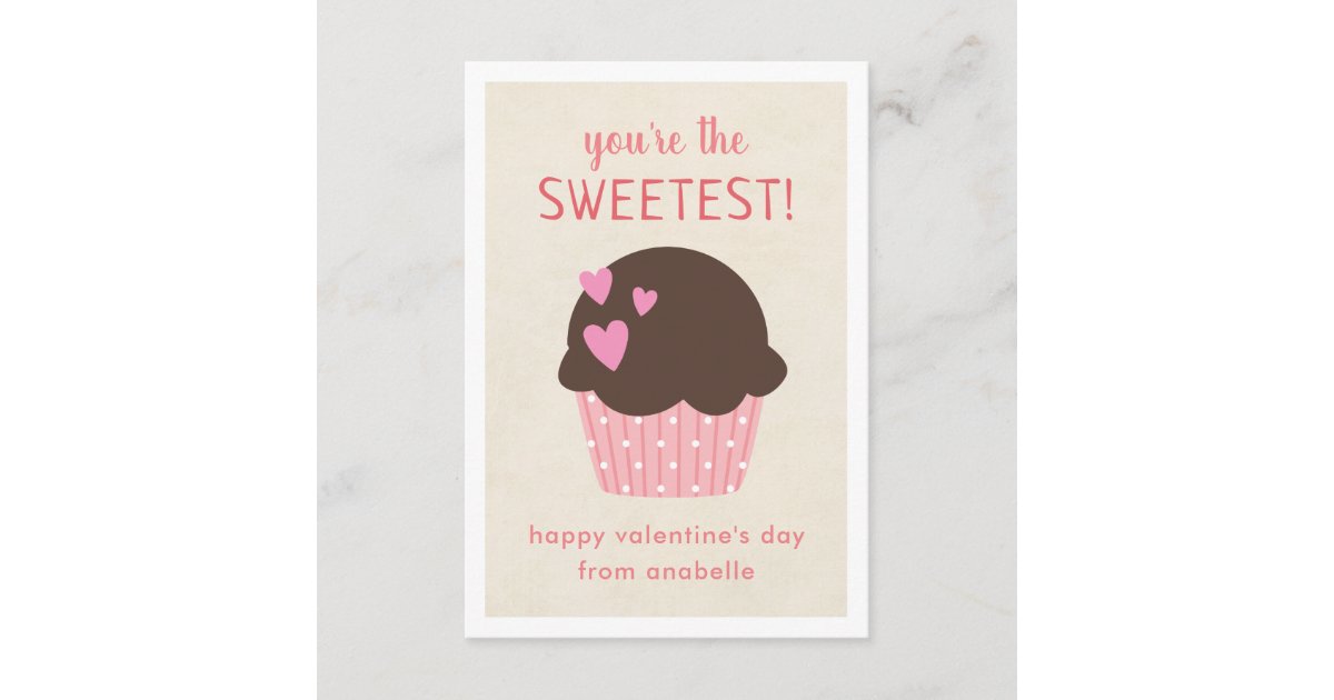 Sweet Cupcake Kids Classroom Valentine's Cards | Zazzle