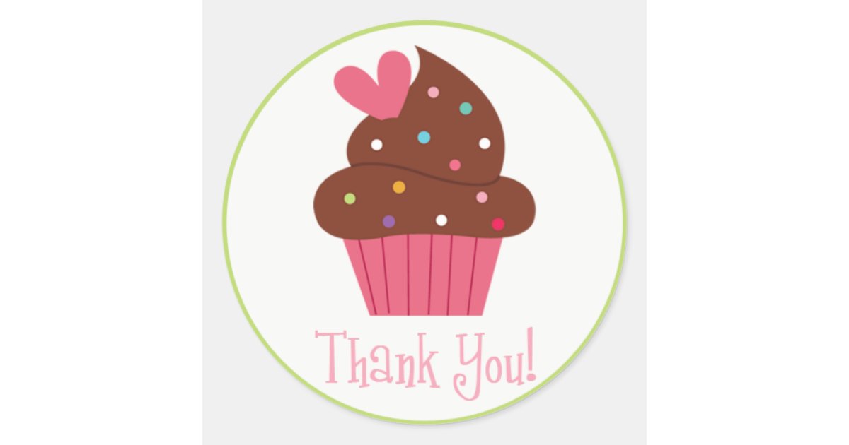 Sweet Cupcake Thank You Sticker | Zazzle