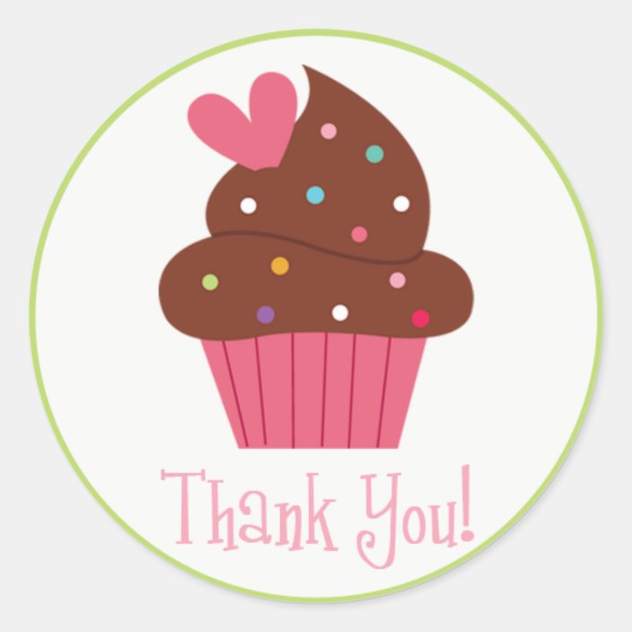 Sweet Cupcake Thank You Sticker | Zazzle.com