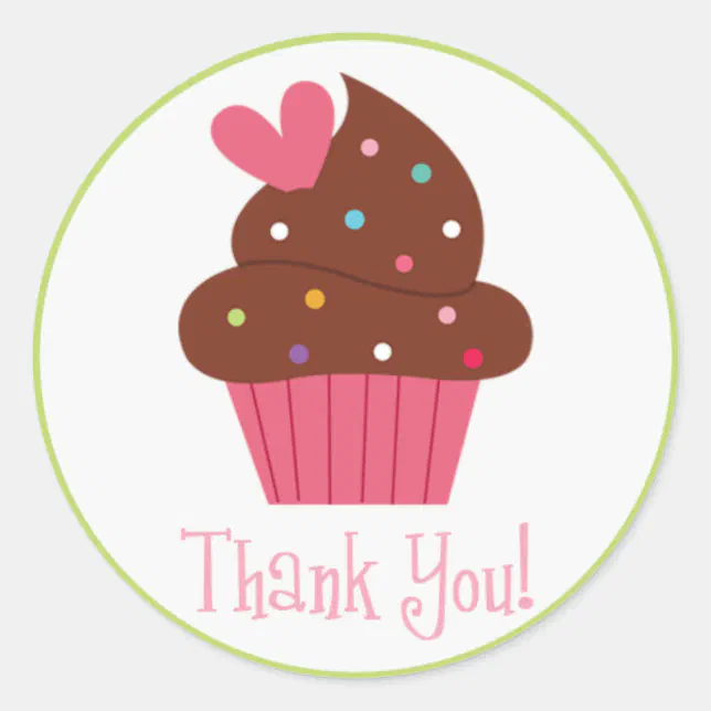 Sweet Cupcake Thank You Sticker | Zazzle