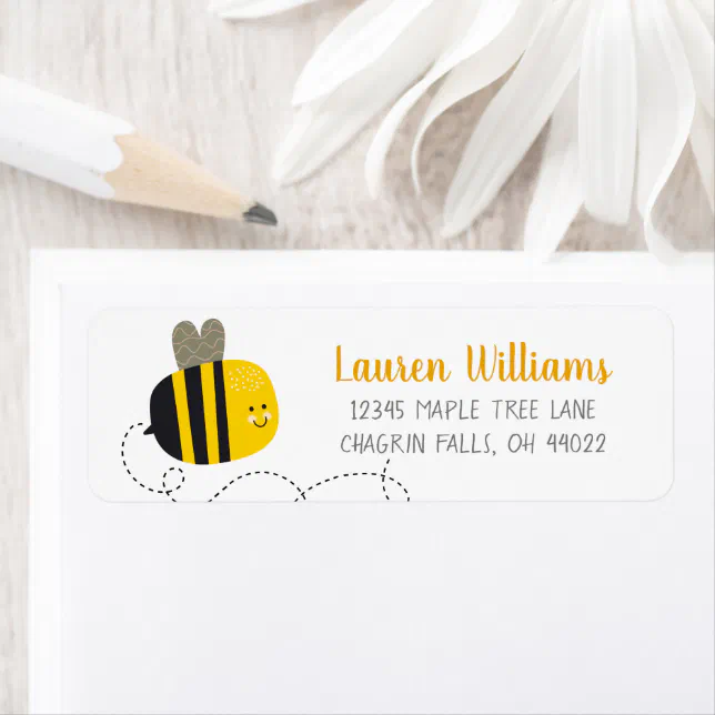 Sweet Cute Yellow Bumblebee Child Birthday Address Label | Zazzle