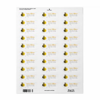 Sweet Cute Yellow Bumblebee Child Birthday Address Label | Zazzle