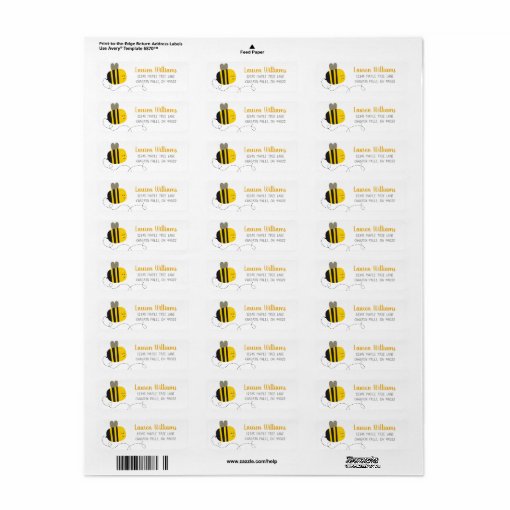 Sweet Cute Yellow Bumblebee Child Birthday Address Label | Zazzle