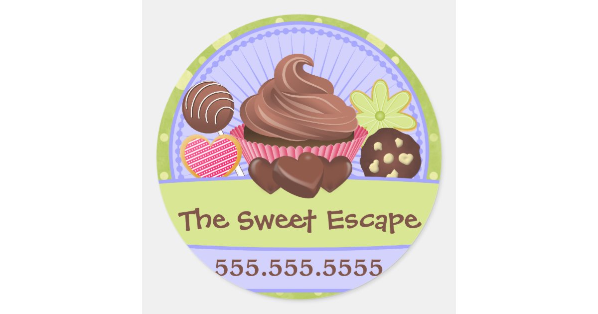 Sweet Desserts Bakery Box Seals | Zazzle