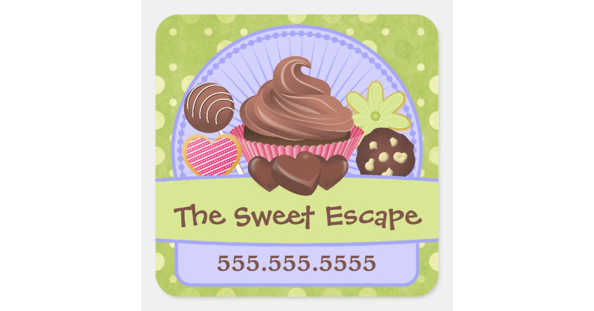 Sweet Desserts Bakery Square Sticker | Zazzle