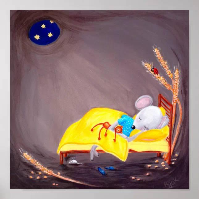 Sweet Dreams | Cute Little Mouse Nursery Poster | Zazzle