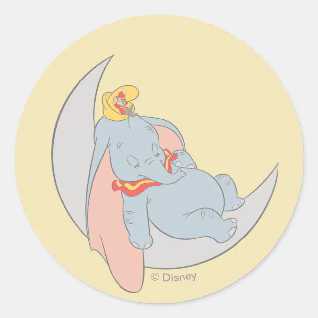 Sweet Dumbo and Timothy Sleeping Classic Round Sticker | Zazzle