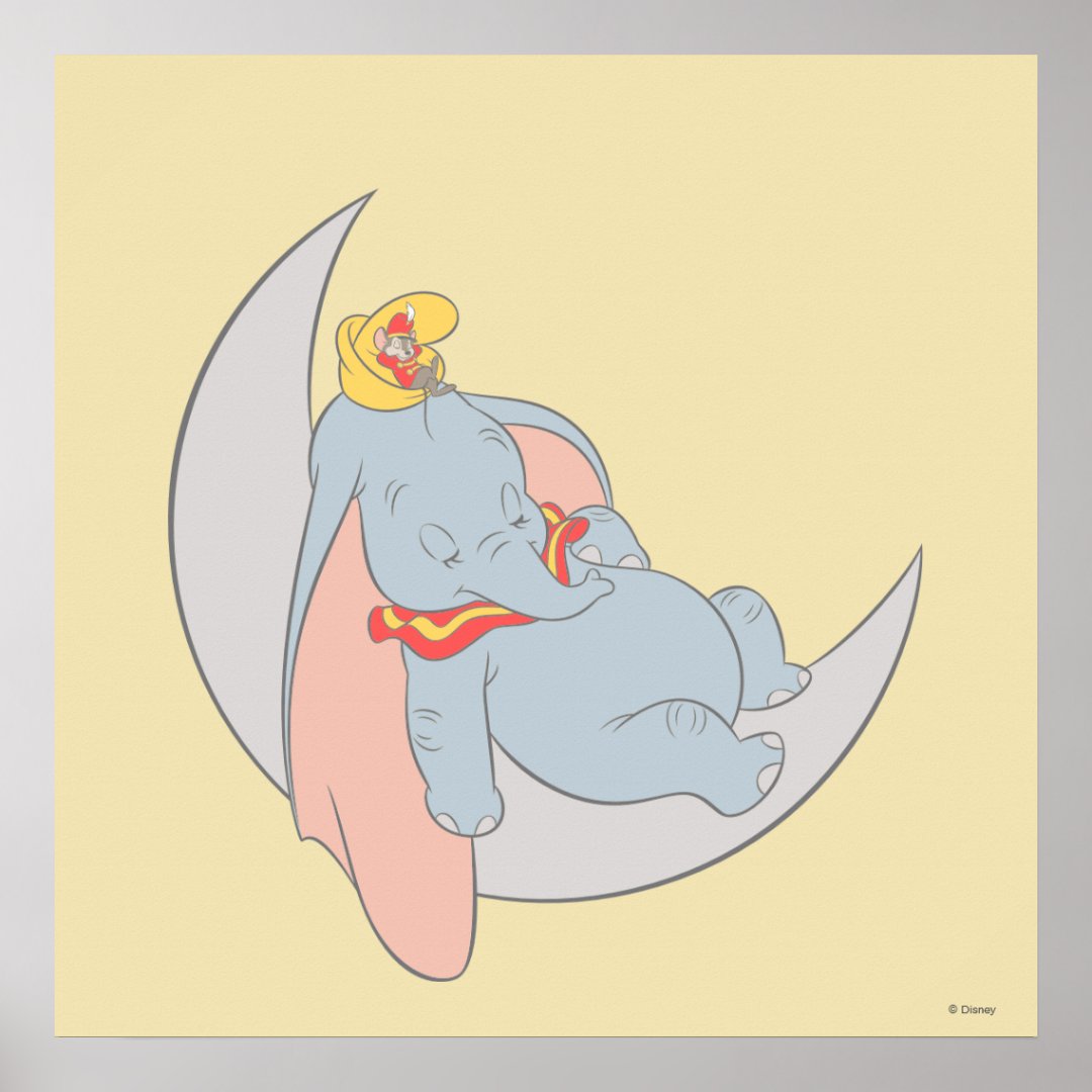 Sweet Dumbo and Timothy Sleeping Poster | Zazzle