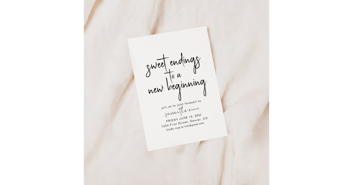 Sweet Endings to a New Beginning Party Invite | Zazzle