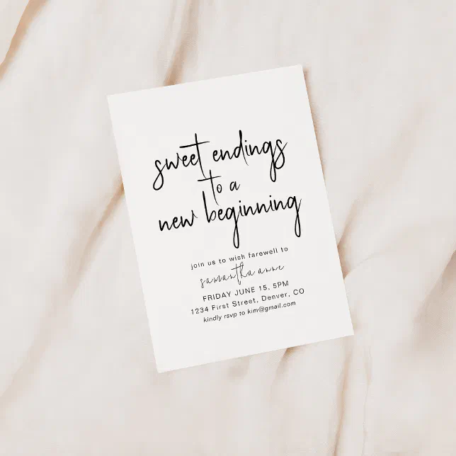 Sweet Endings to a New Beginning Party Invite | Zazzle