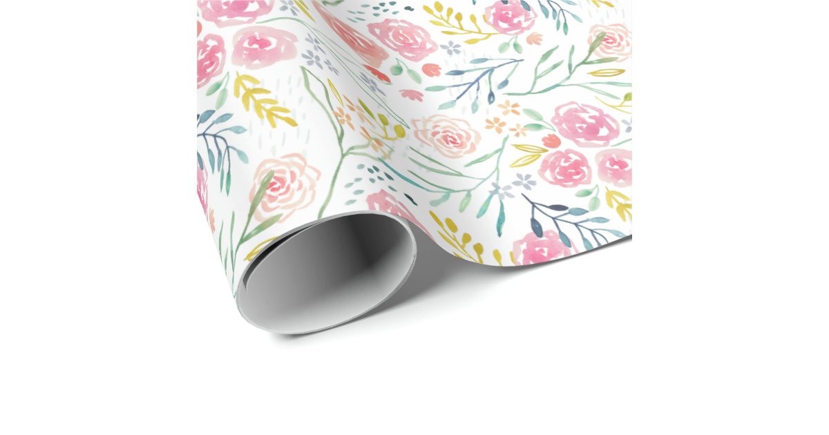 Sweet Feminine Watercolor Floral Wrapping Paper | Zazzle
