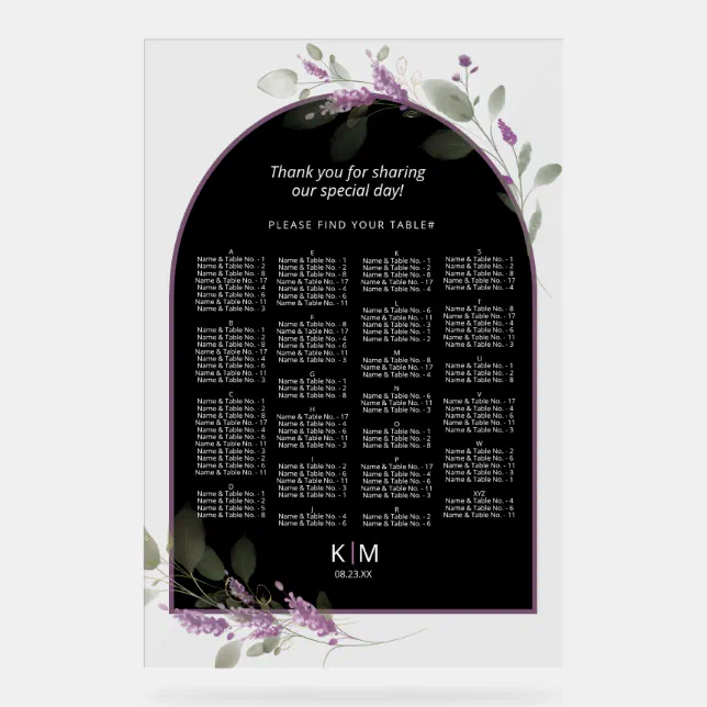 Sweet Floral Arch Wedding Seating Chart Llac ID998 | Zazzle