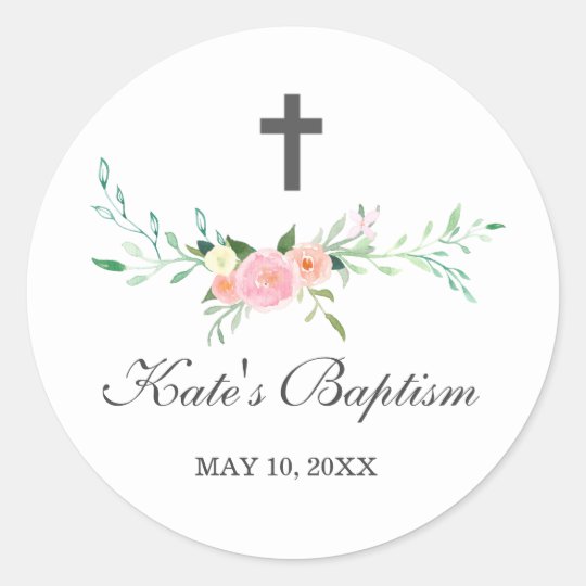 Sweet Floral Baptism Sticker | Zazzle.com