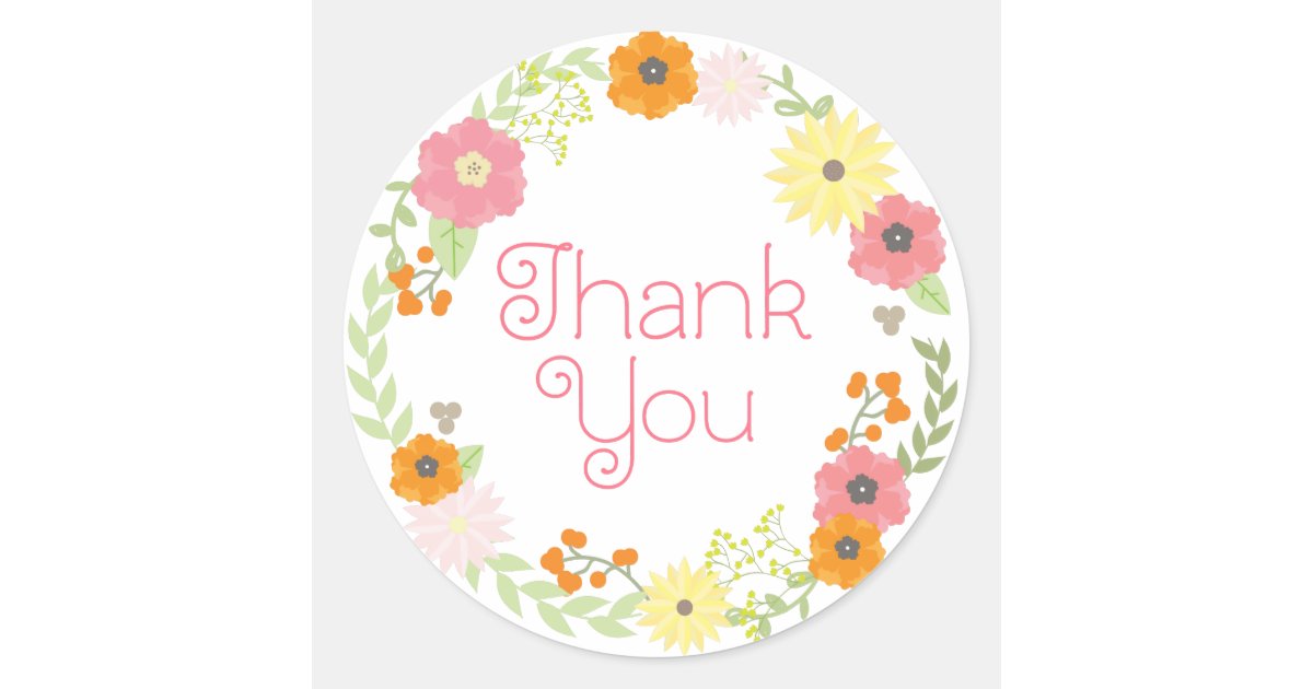 Sweet Flower Garden Thank You Stickers | Zazzle