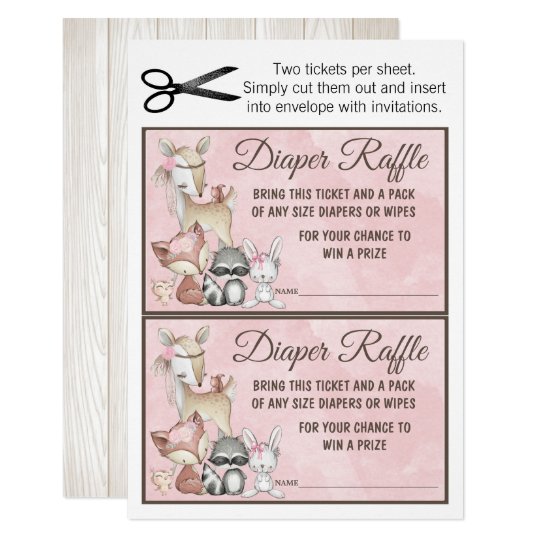 Sweet Forest Woodland Girls Diaper Raffle Insert Invitation | Zazzle.com
