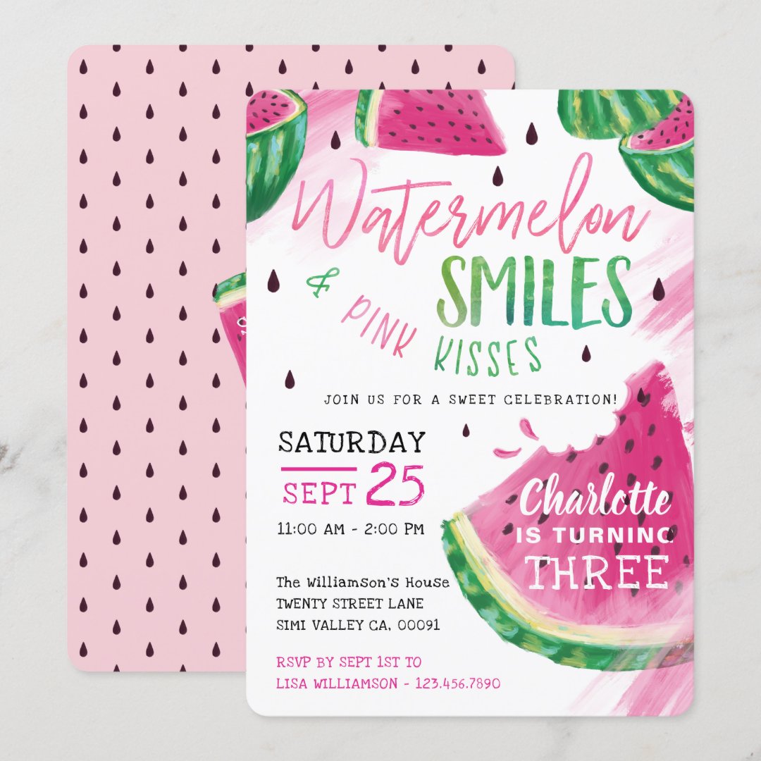 Sweet Fruity Watermelon Birthday Party Invitation | Zazzle