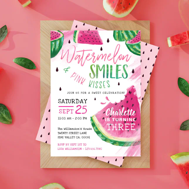 Sweet Fruity Watermelon Birthday Party Invitation | Zazzle
