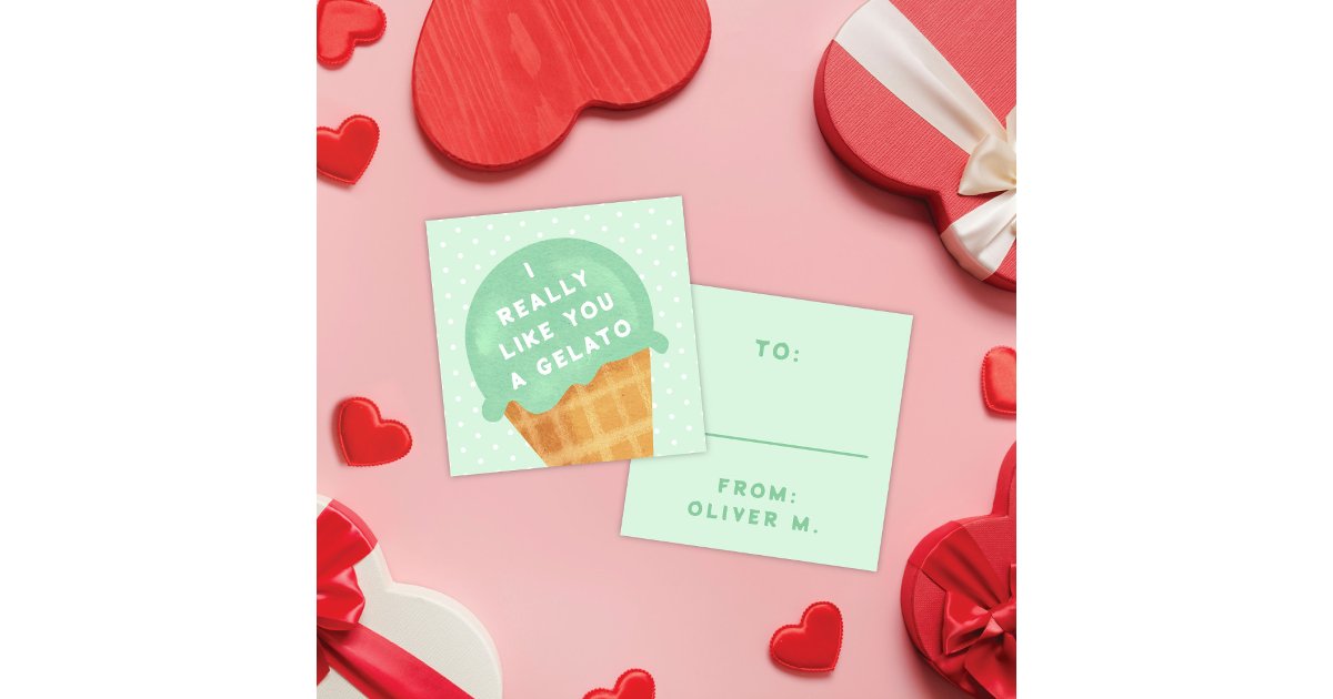 Sweet Gelato Mint Classroom Valentine's Day Card | Zazzle