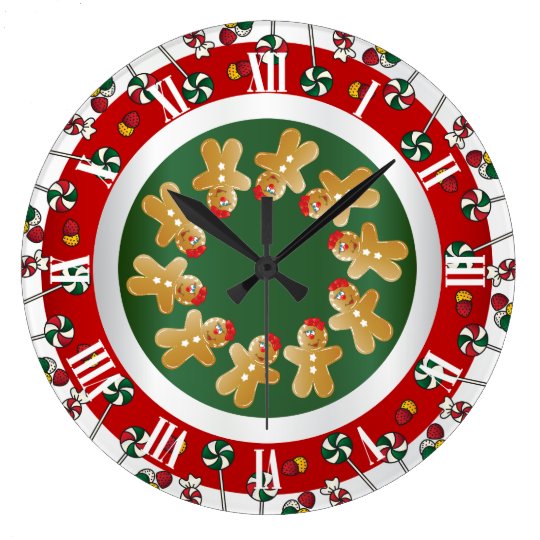 Sweet Gingerbread Christmas Large Clock | Zazzle.com