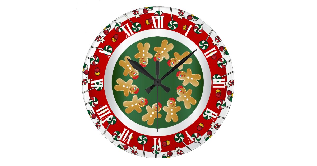 Sweet Gingerbread Christmas Large Clock | Zazzle