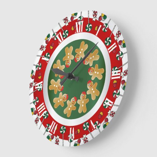 Sweet Gingerbread Christmas Large Clock | Zazzle