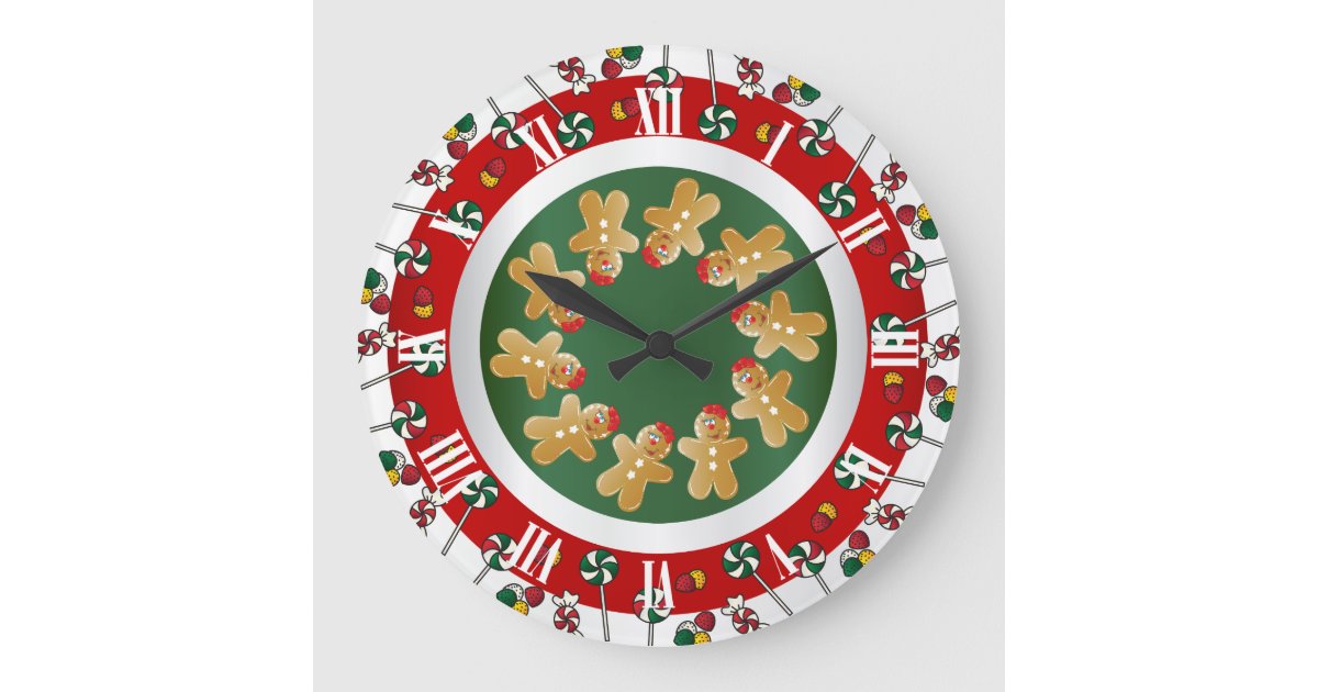 Sweet Gingerbread Christmas Large Clock | Zazzle