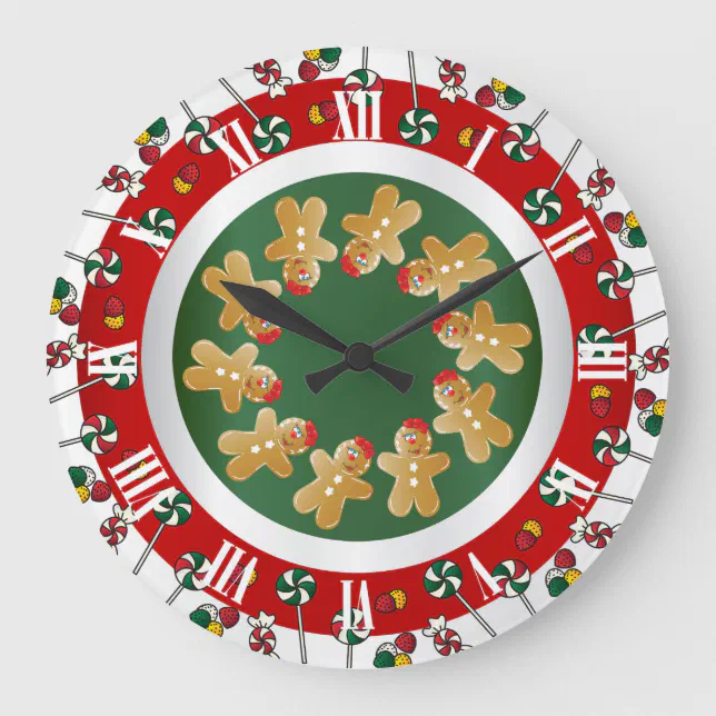 Sweet Gingerbread Christmas Large Clock | Zazzle