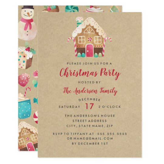 Sweet Gingerbread House Christmas Party Invitation | Zazzle.com