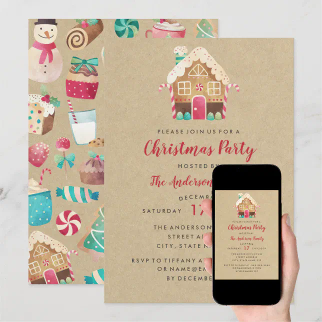Sweet Gingerbread House Christmas Party Invitation | Zazzle