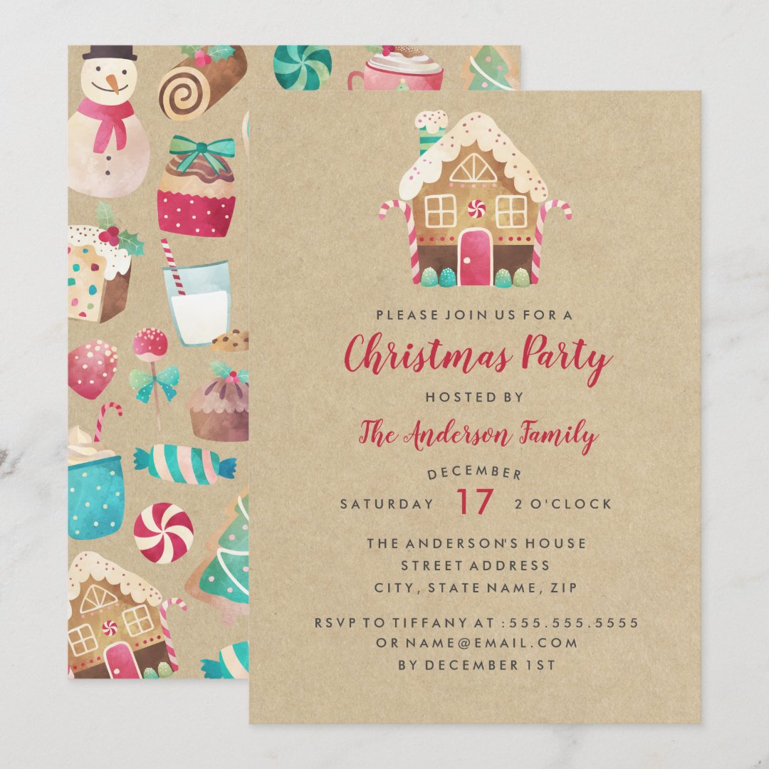 Sweet Gingerbread House Christmas Party Invitation | Zazzle