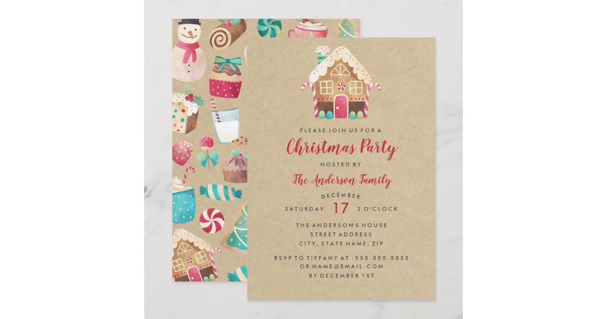 Sweet Gingerbread House Christmas Party Invitation | Zazzle