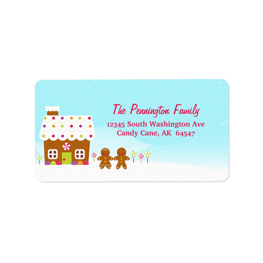Sweet gingerbread house holiday address label | Zazzle