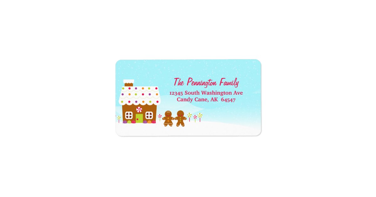 Sweet gingerbread house holiday address label | Zazzle