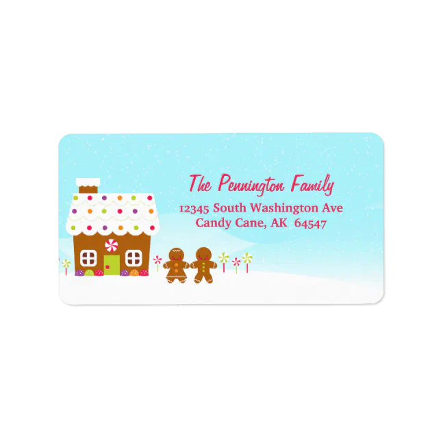 Sweet gingerbread house holiday address label | Zazzle
