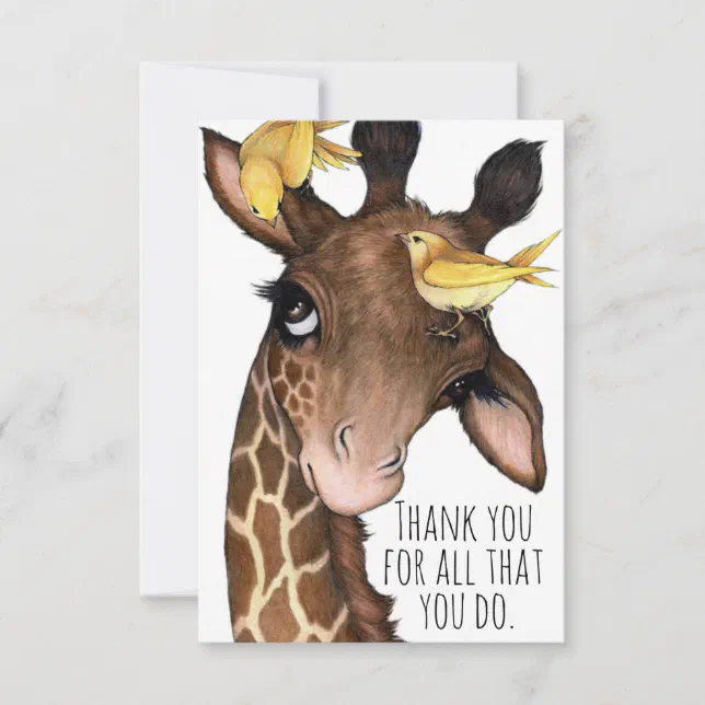 Sweet Giraffe and Friends Thank You Card | Zazzle
