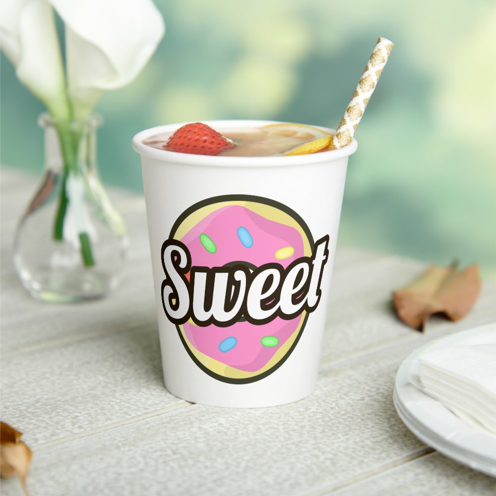 Sweet Glazed Donut Illustration - Food Lovers Paper Cups sold by ...