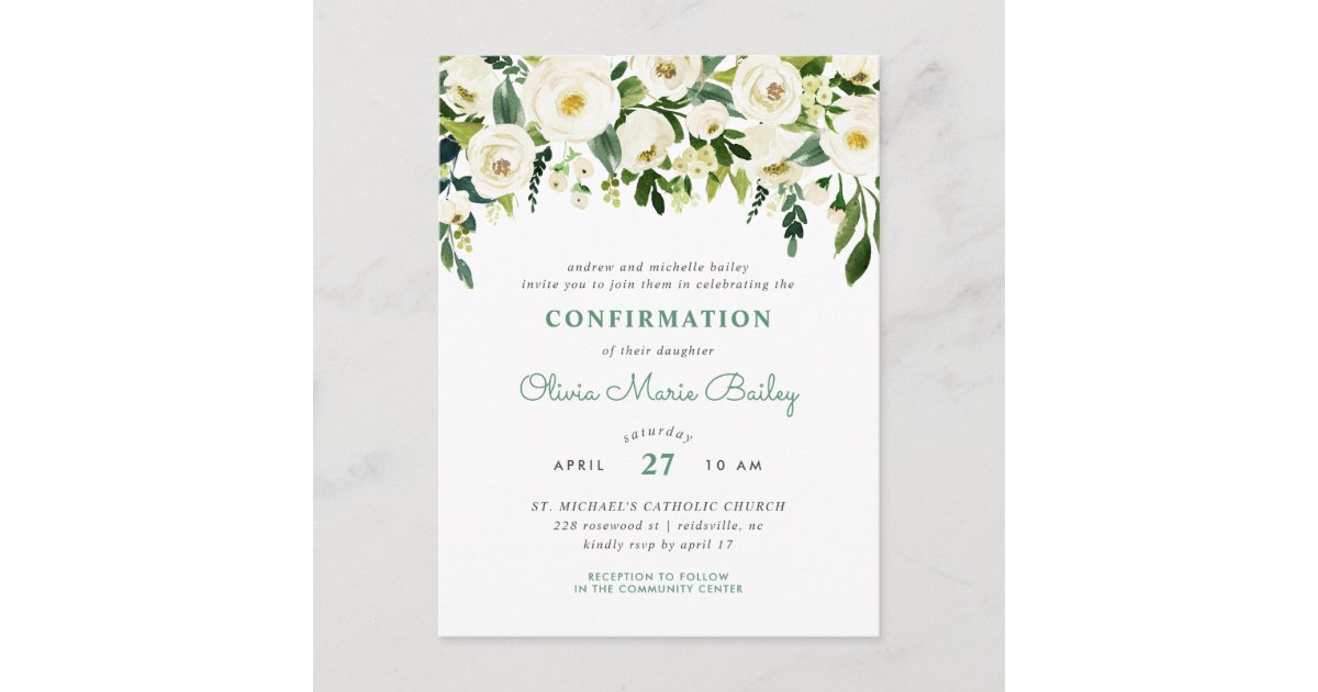 Sweet Greenery Photo Confirmation Invitation | Zazzle