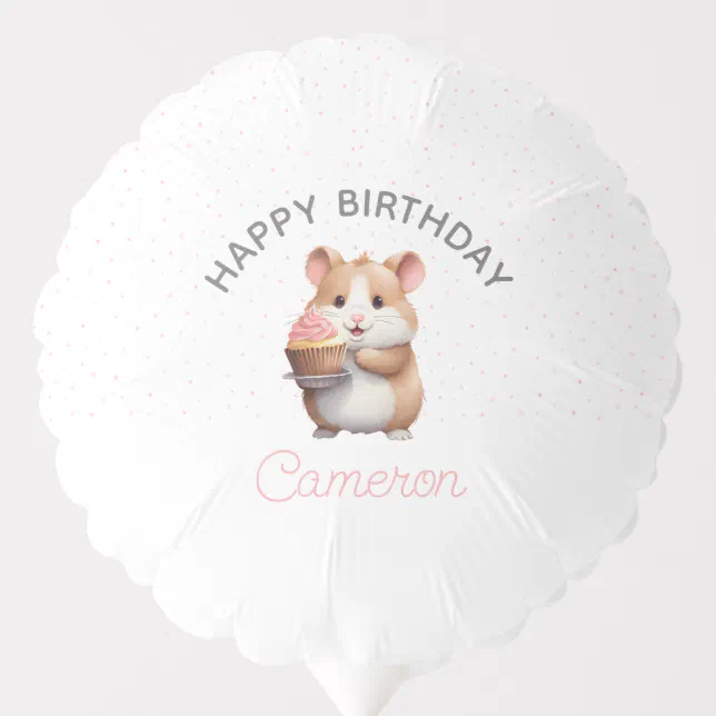 Sweet Hamster, Pink Cupcake Children's Birthday Balloon | Zazzle