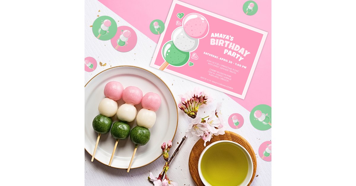 Sweet Hanami Dango Birthday Party Invitation | Zazzle