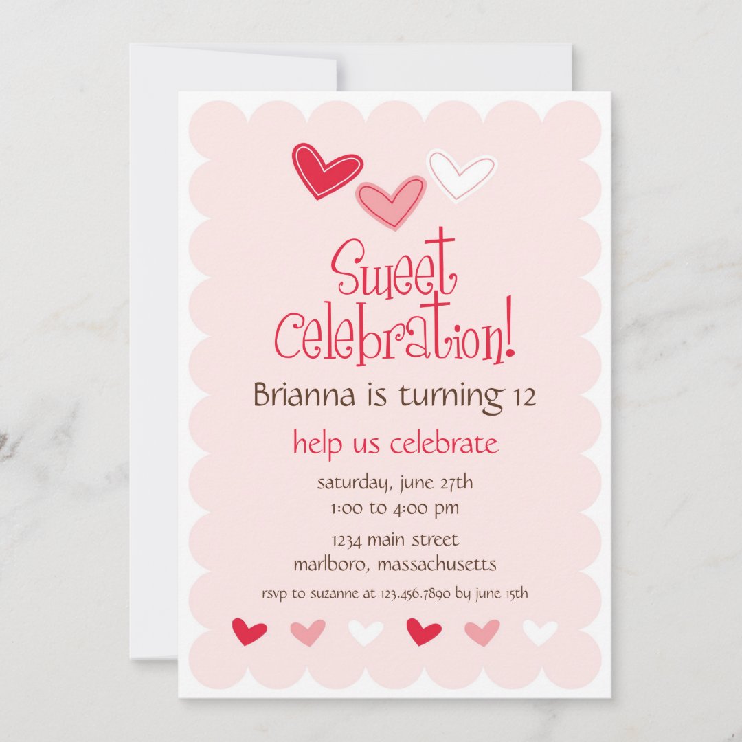 Sweet Heart Birthday Party Invitation | Zazzle