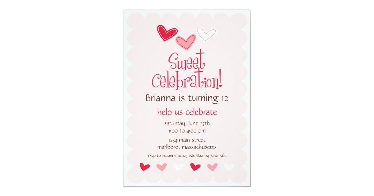 Sweet Heart Birthday Party Invitation | Zazzle.com