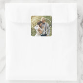 Sweet Heart Frame Monogrammed Wedding Photo Square Sticker | Zazzle