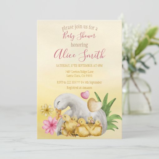 Sweet Heart Greenery Yellow Mommy & Baby Shower Invitation | Zazzle