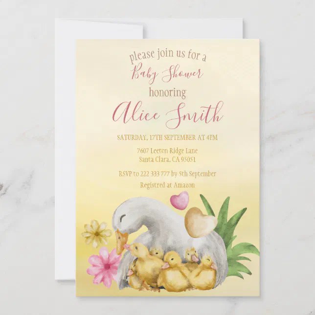 Sweet Heart Greenery Yellow Mommy & Baby Shower Invitation | Zazzle