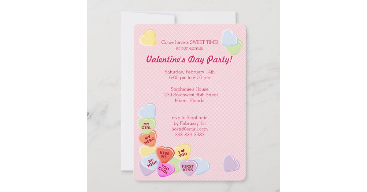 Sweet Hearts Valentines Candy Invitation | Zazzle